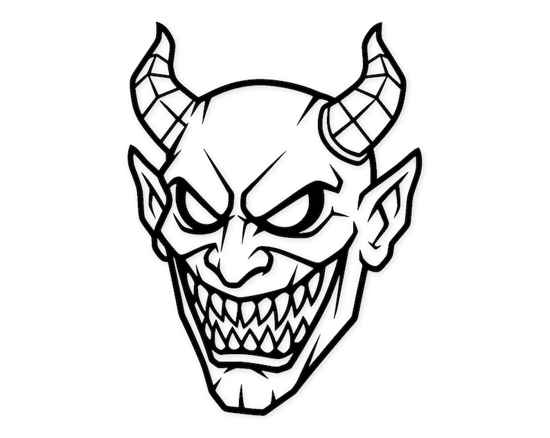 Geometric Demon Outline Svg Png: Clean High Contrast Cut File for ...