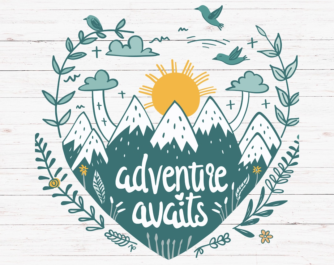 Adventure Mountains Svg, Adventure Awaits Mountains Heart Svg, Mountain ...