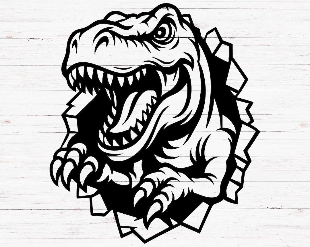 T-rex Dinosaur SVG PNG | Roaring T Rex Clipart | Jurassic Dino ...