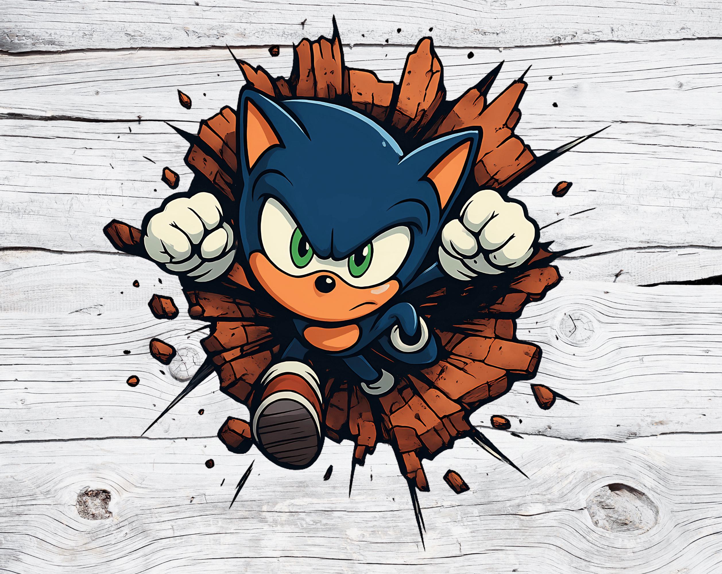 Sonic PNG | Breakthrough Wall Smash Clipart | Cool Gaming Sublimation ...
