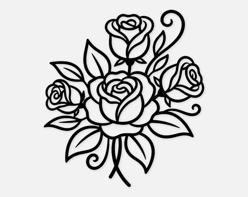 Minimal Flower Bouquet Svg Png: Elegant Cut File for Stickers - Etsy
