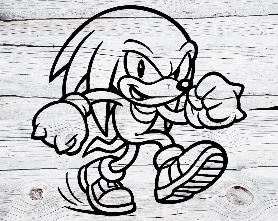 Knuckles SVG PNG | Sonic Character Line Art | Knuckles the Echidna ...