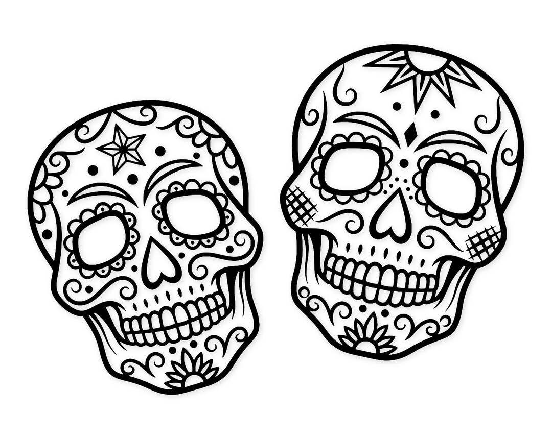 Day of the Dead Duo Svg Png: Bold High Contrast Sugar Skull Cut File ...