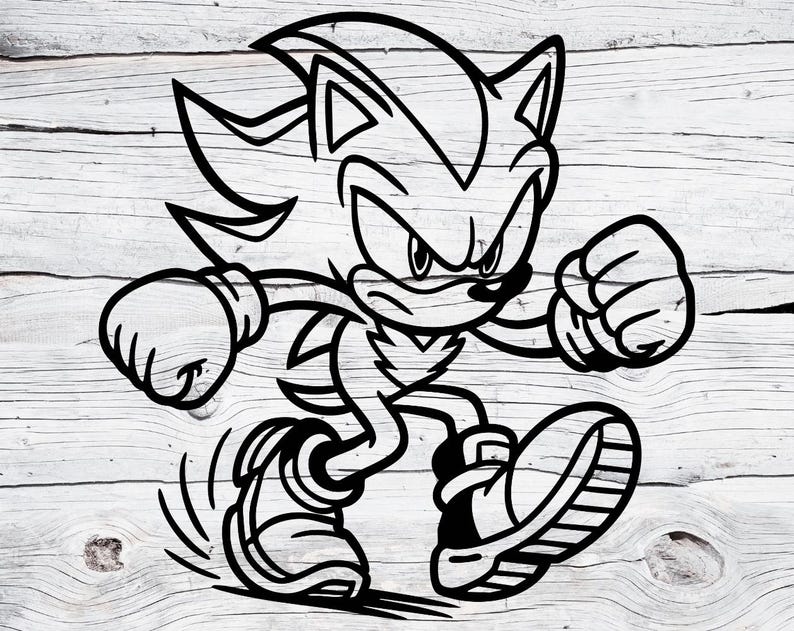Shadow the Hedgehog SVG PNG | Angry Shadow Vector Outline | Sonic Rival ...