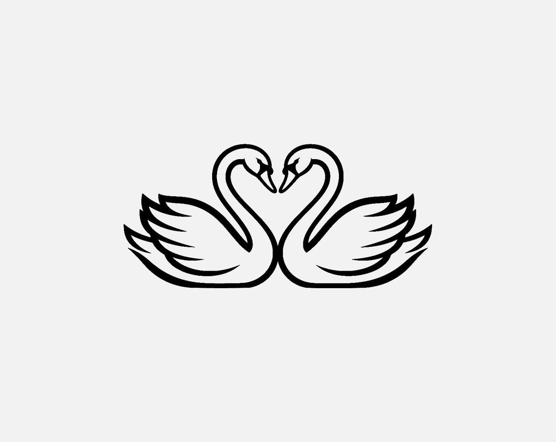 Two Swans Svg, Swans Silhouette, Couple Swans Png, Digital Download ...