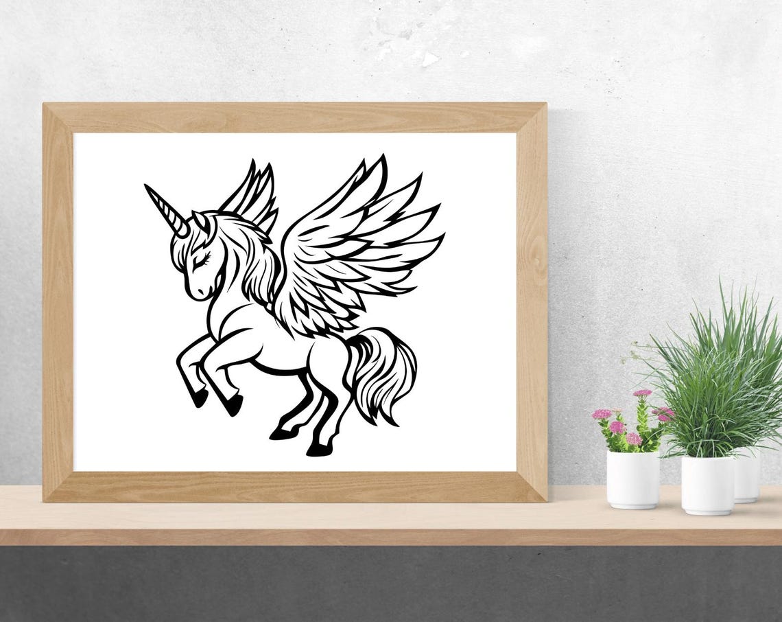 Unicorn Svg | Unicorn Outline SVG and PNG | Minimalist Unicorn Clipart ...