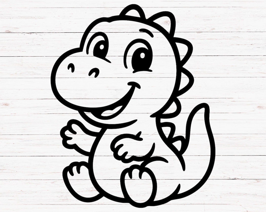 Cute Baby Dinosaur SVG PNG, Kawaii Dino Cut File for Cricut, Adorable ...