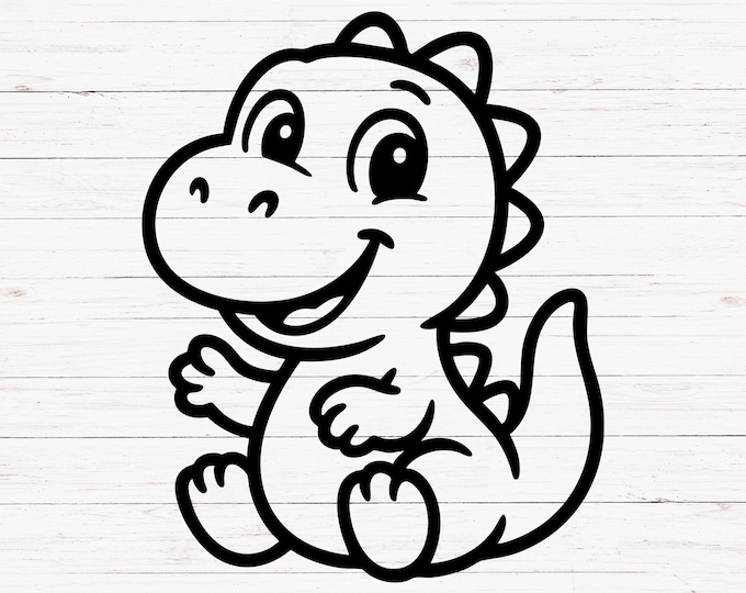 Cute Baby Dinosaur SVG PNG, Kawaii Dino Cut File for Cricut, Adorable ...