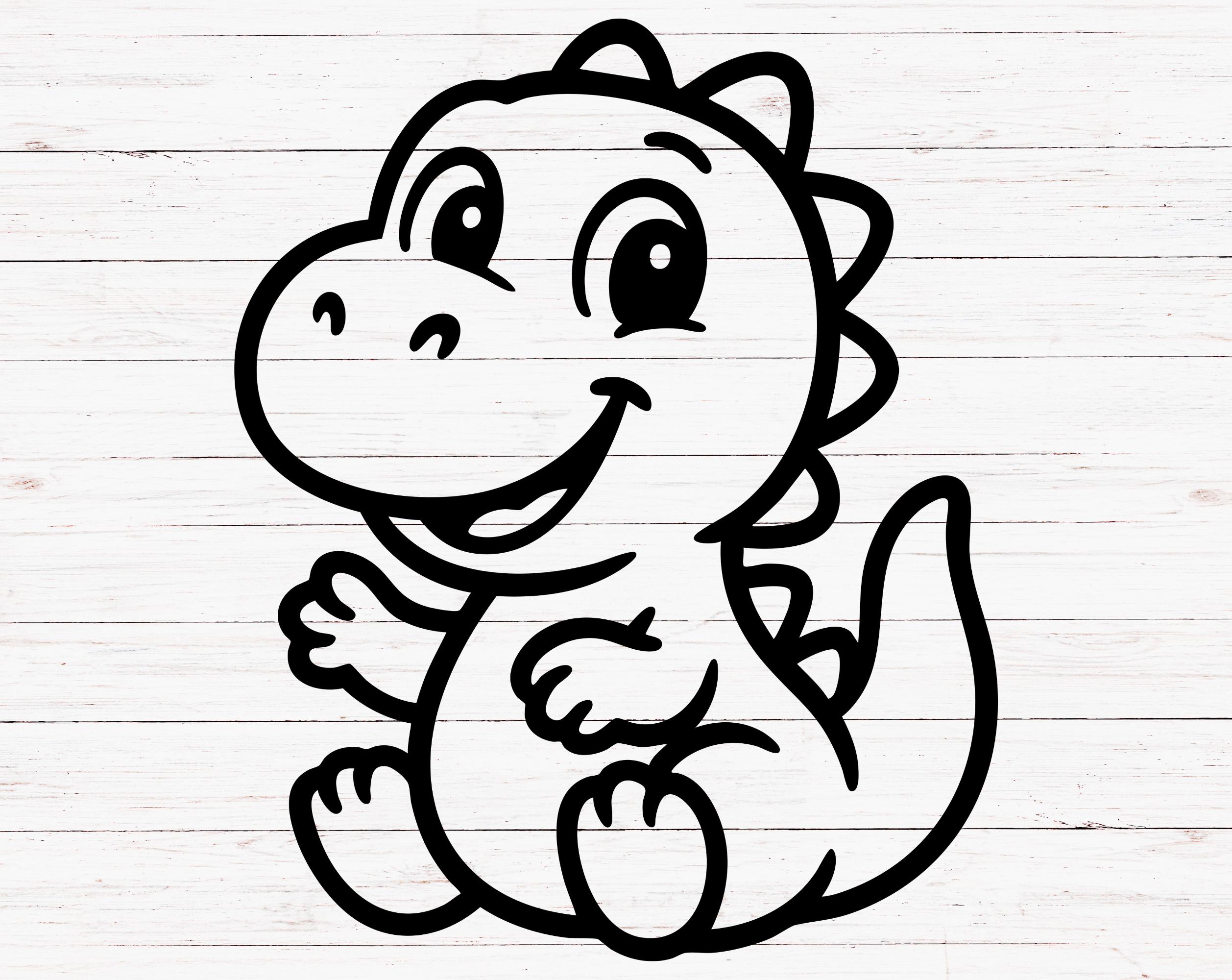Cute Baby Dinosaur SVG PNG, Kawaii Dino Cut File for Cricut, Adorable ...