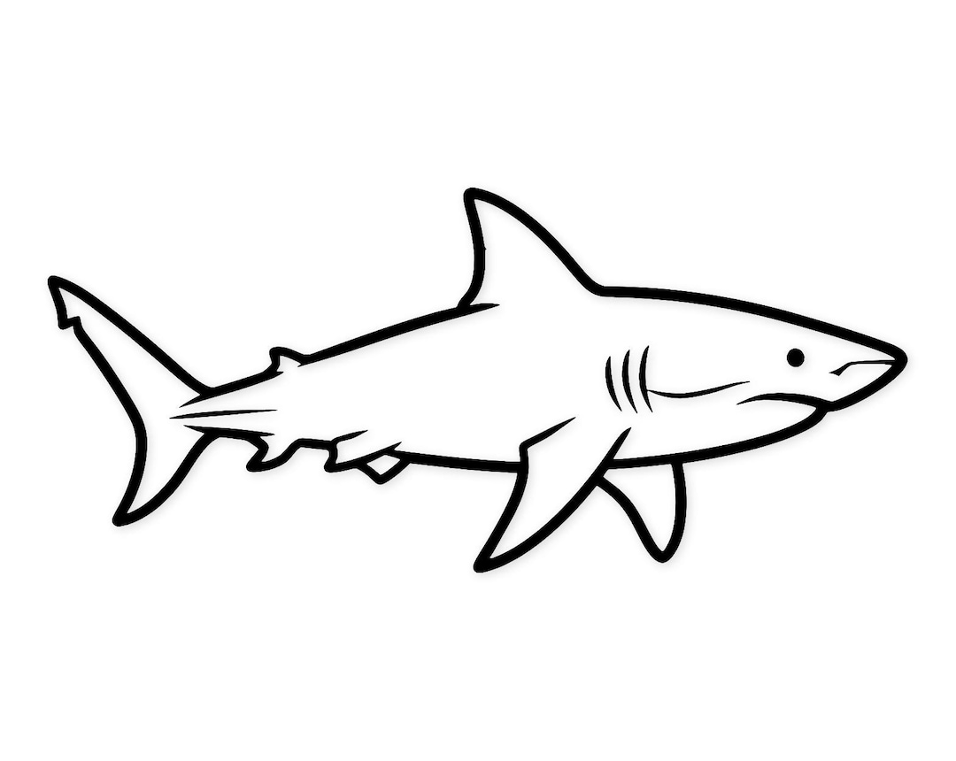Shark Outline Svg Png: Minimalist Design for Projects - Etsy UK