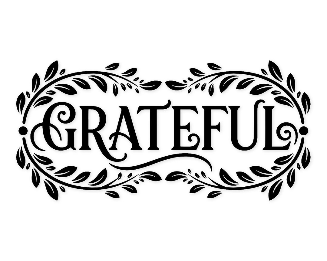 Grateful Typography Svg Png: Elegant Leaf Border Cut File for ...