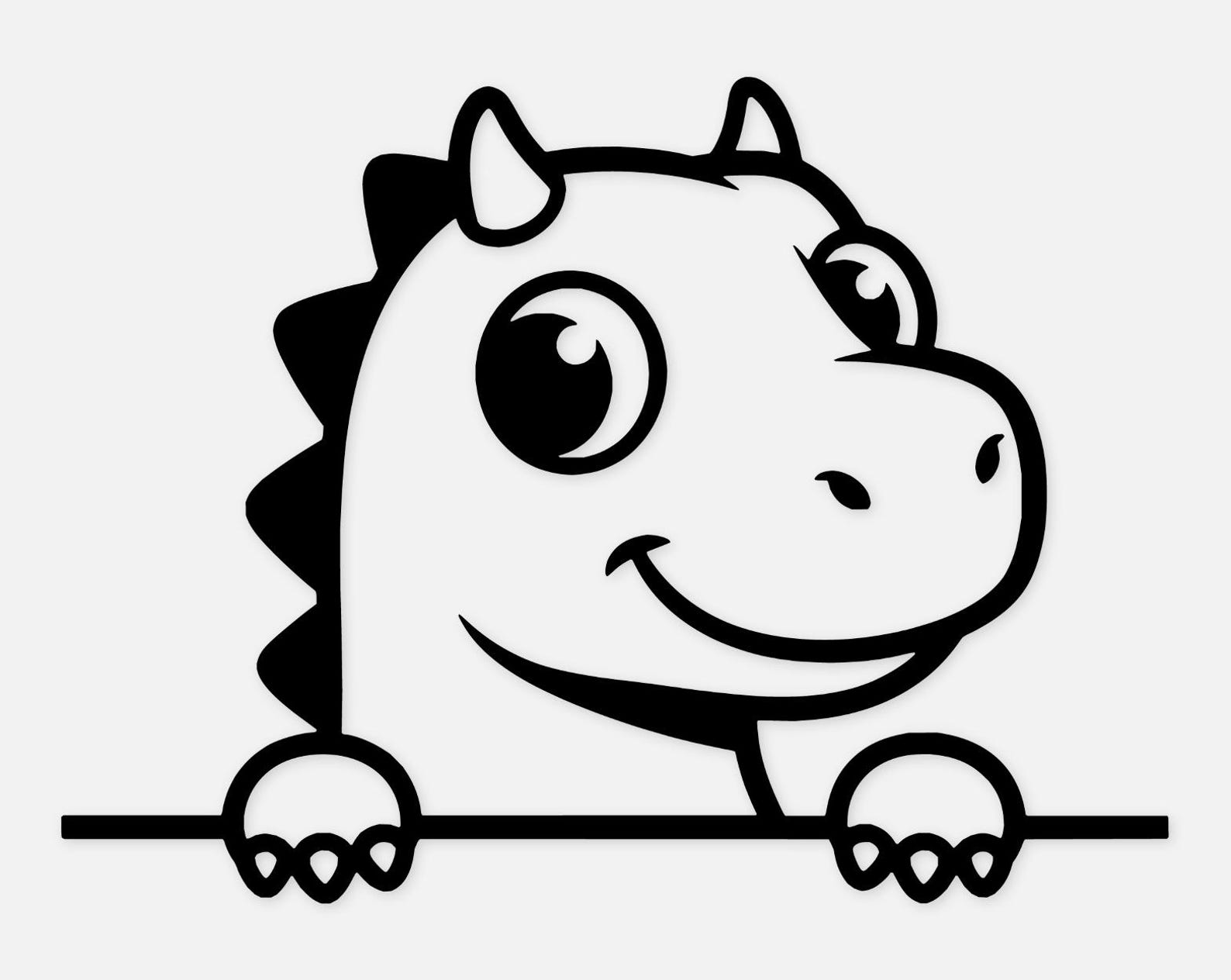 Peeking Dinosaur Svg: Cute Line Art Digital Download - Etsy