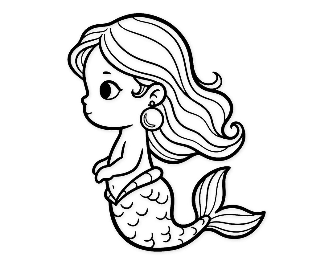 Baby Mermaid Profile With Jewelry Svg Png: Cut Ready Digital Design for ...