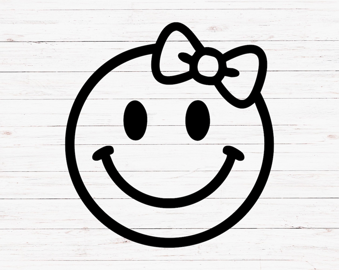 Smiley Svg, Smiley Face With Bow SVG PNG, Cute Girl Emoji Clipart ...