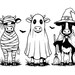 Spooky Cow Trio Svg Png | Halloween Farm Animal Design | Cute Ghost Bat ...