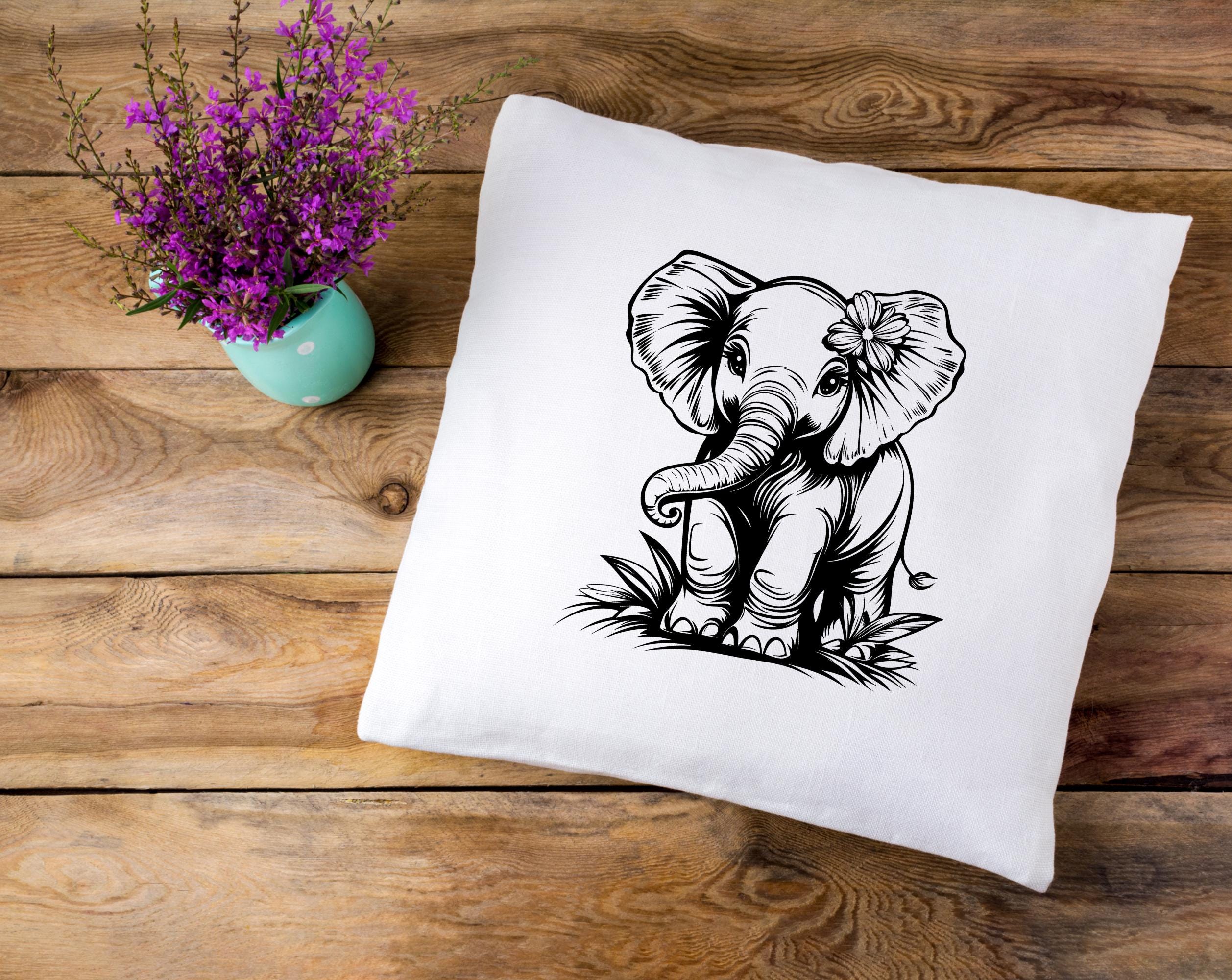 Floral Elephant Svg, Cute Elephant With Flowers SVG, Boho Elephant Cut ...