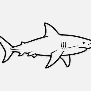 Shark Outline Svg Png: Minimalist Design for Projects - Etsy
