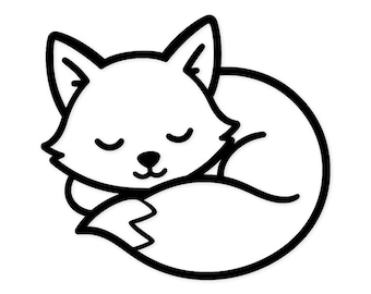 Kawaii Fox SVG Outline Clipart, Baby Animal Line Art (digital Download ...