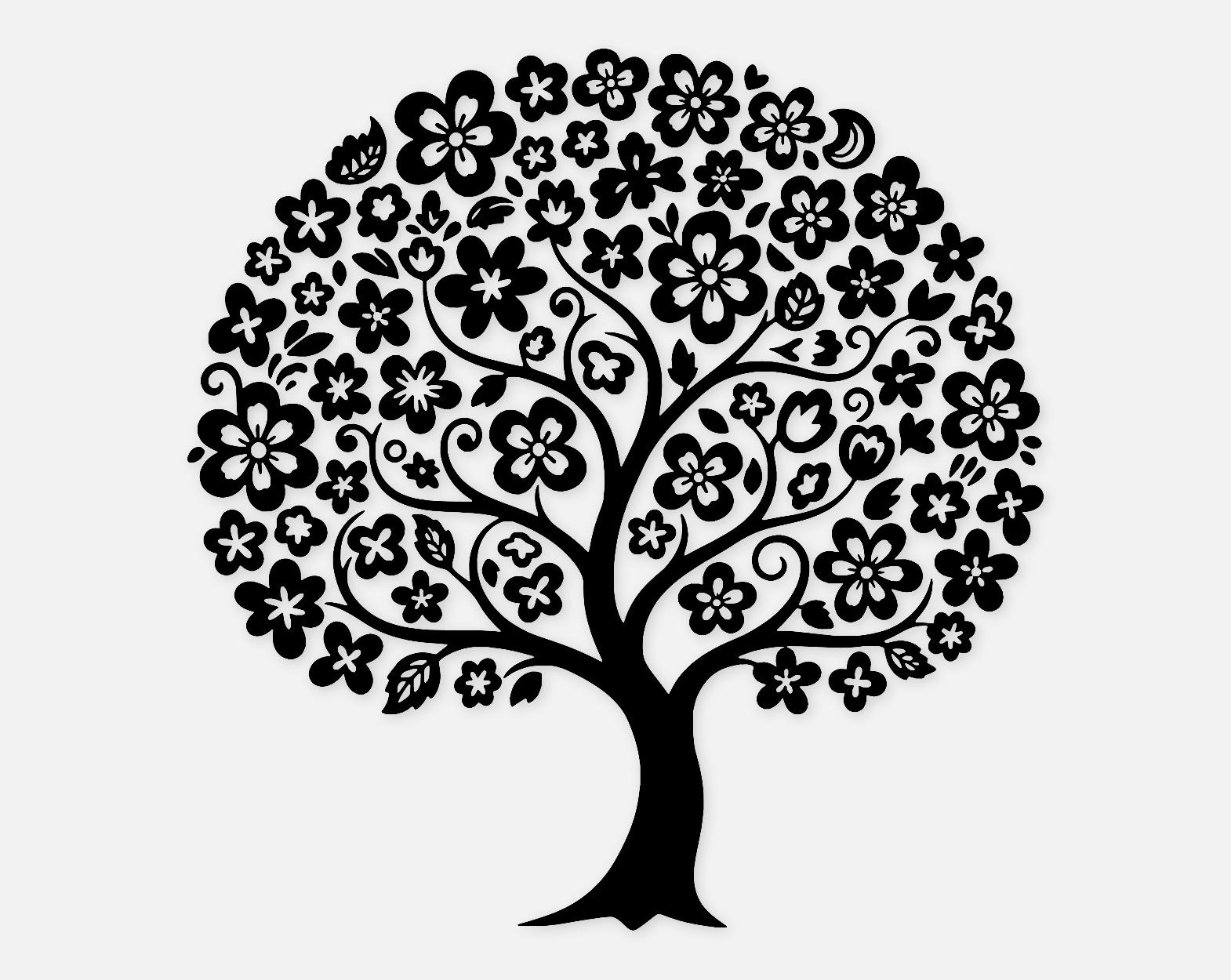 Flowering Tree Svg Png: Bold Lines for T-shirts and Wall Art - Etsy