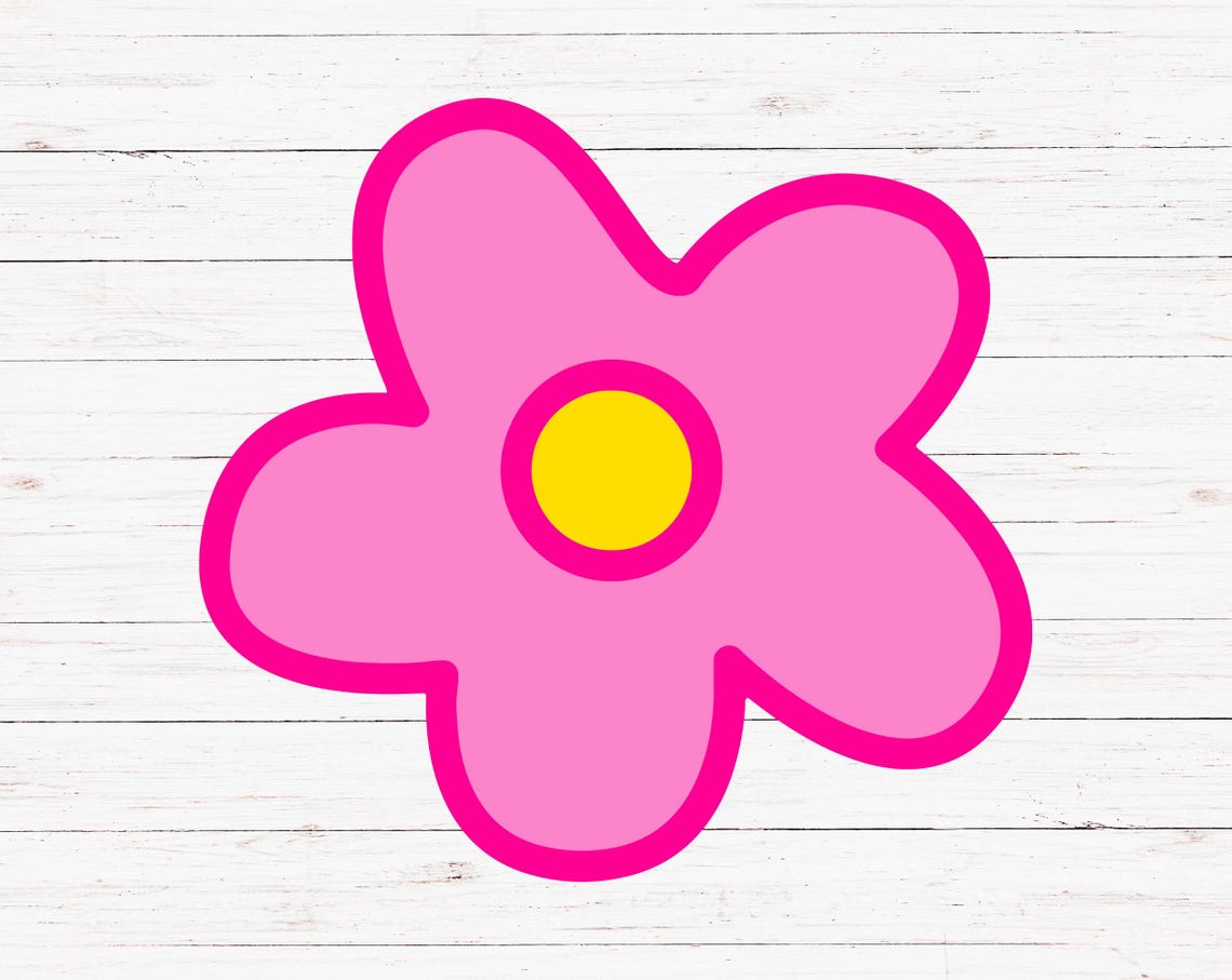 Kitty Flower Svg, Cute Flower Svg, Hot Pink Flower Svg, Flower Outline ...