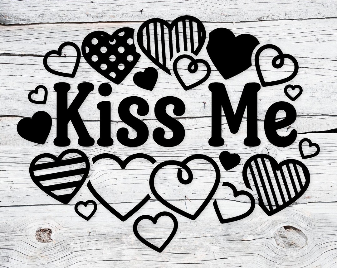 Kiss Me Typography Svg: Bold Heart Design for Occasions - Etsy