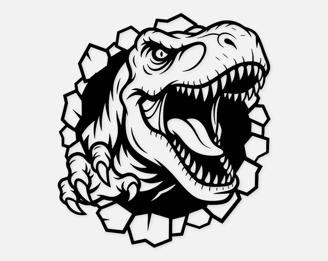 Dinosaur Breakthrough Wall Svg Png - T-rex Design for Crafts, Cricut ...