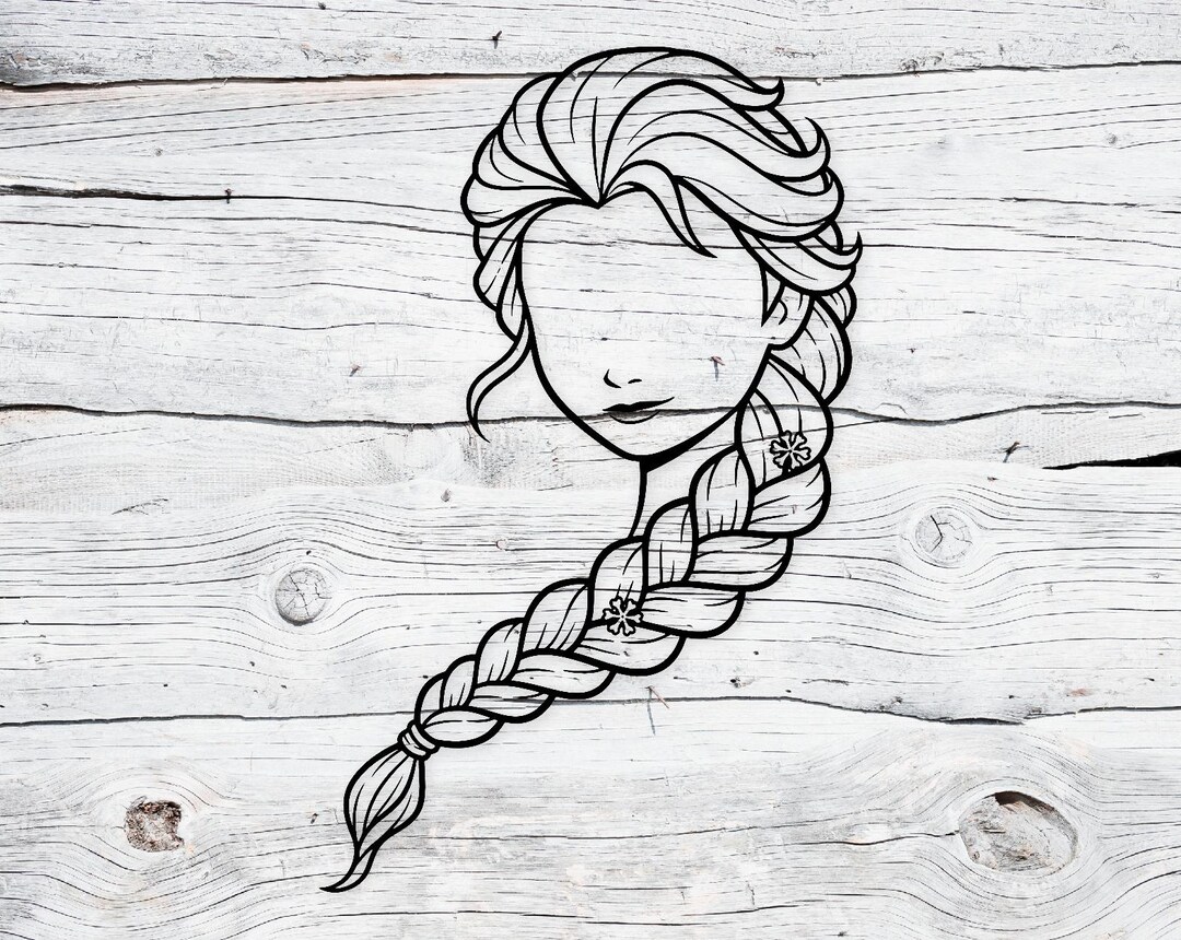 Elsa's Braided Hair svg: Bold Line Art für Bastelprojekte - Etsy.de