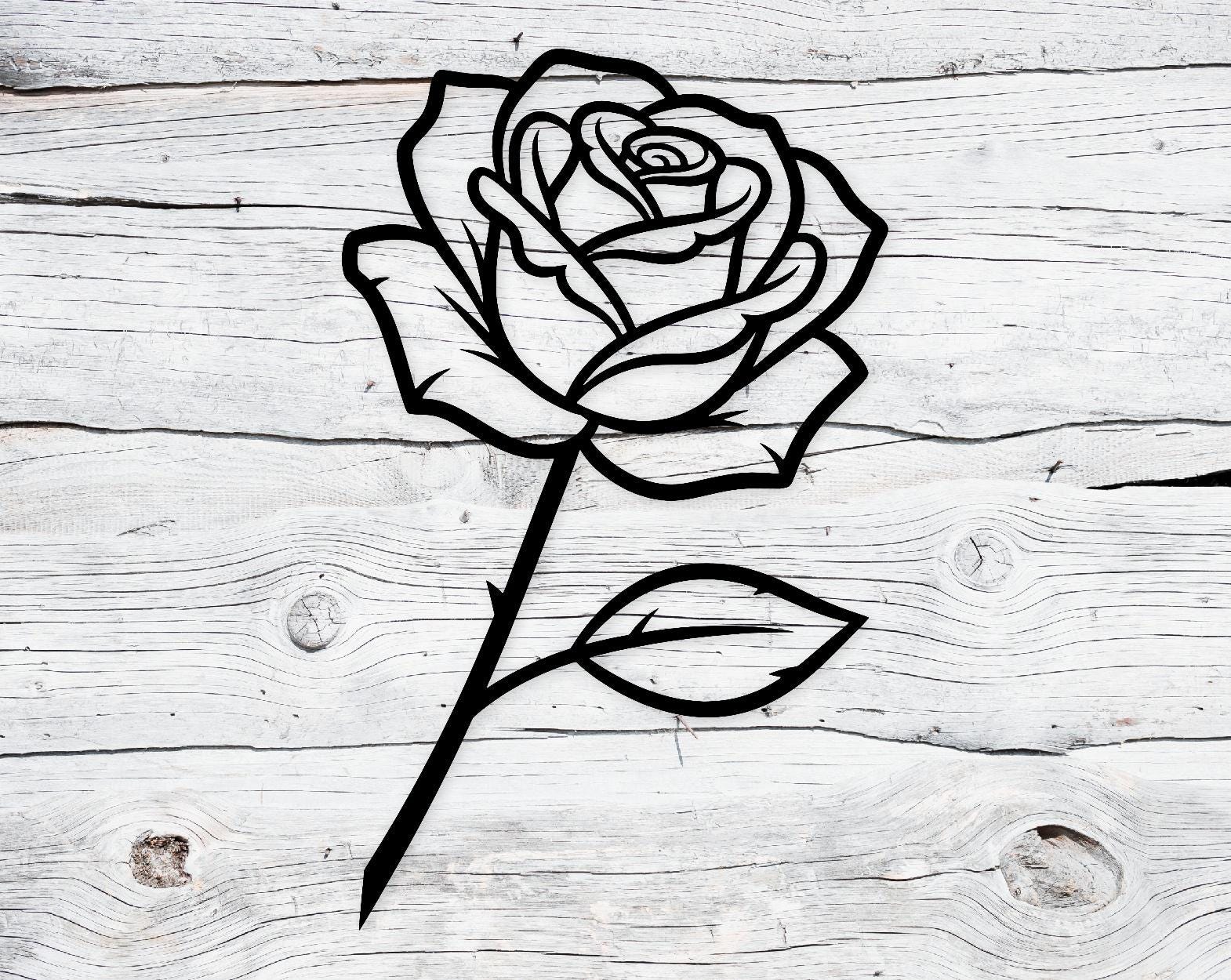 Rose Svg File: Bold Black Line Art Minimalist Floral Design - Etsy