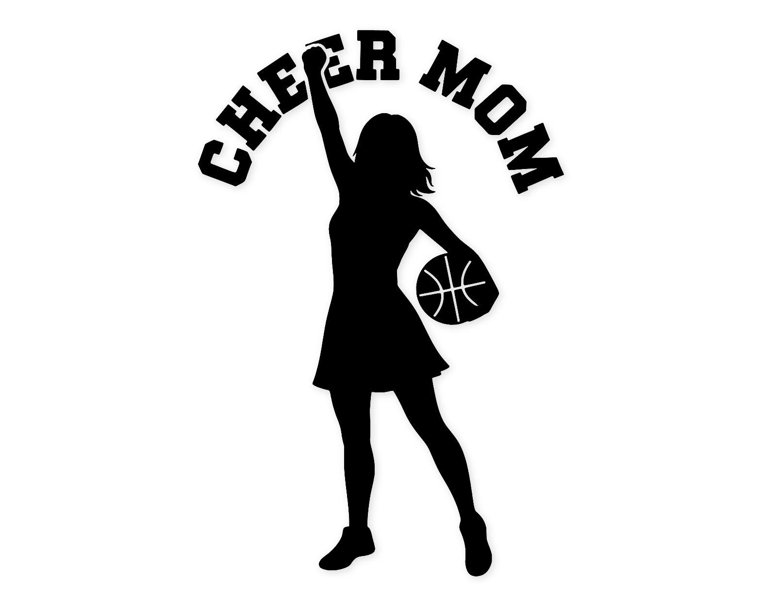 Cheer Mom Silhouette Svg Png: Bold Black & White Design for ...