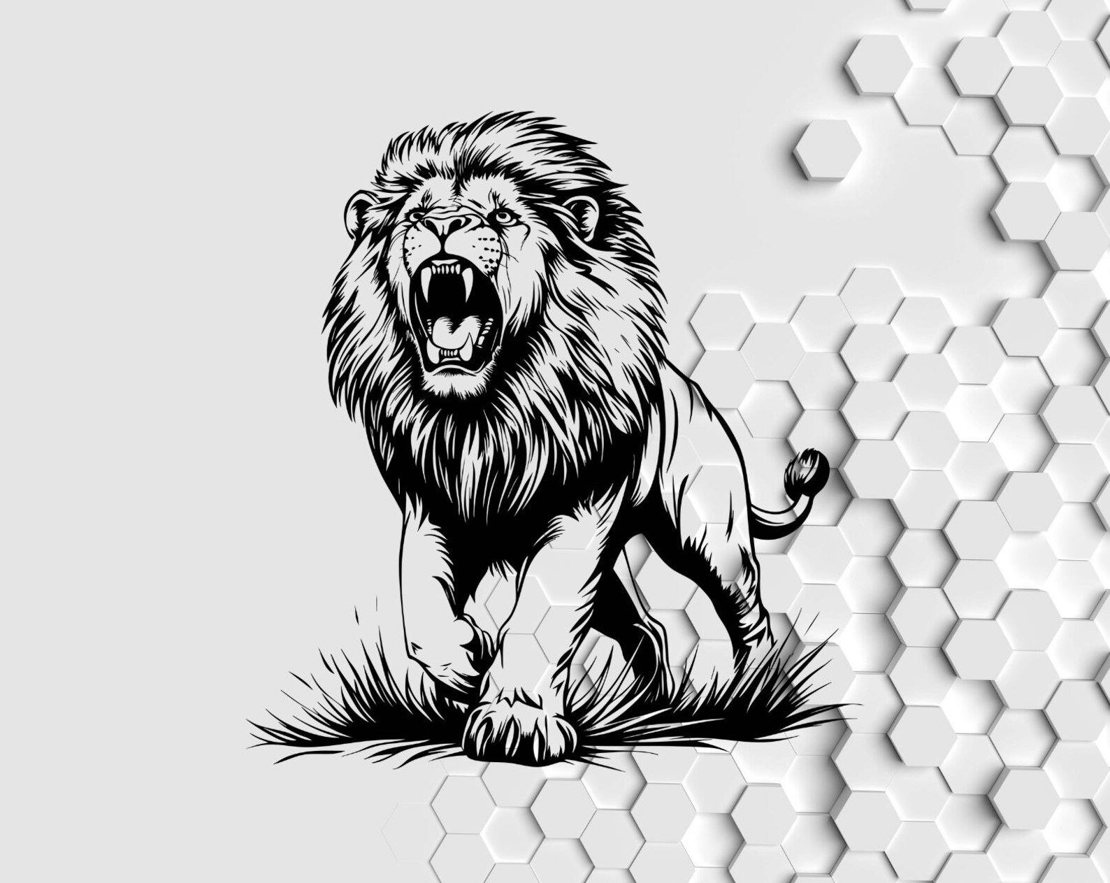 Lion Svg, Majestic Roaring Lion SVG, Lion Outline Clipart, Wild Safari ...