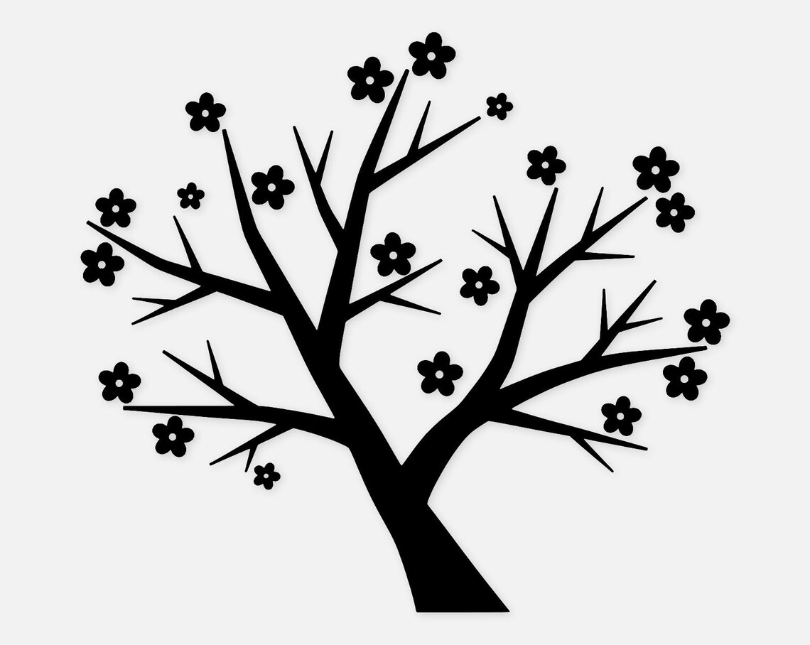Cherry Blossom Tree Svg Png: Minimalist Cut File for Home Decor - Etsy