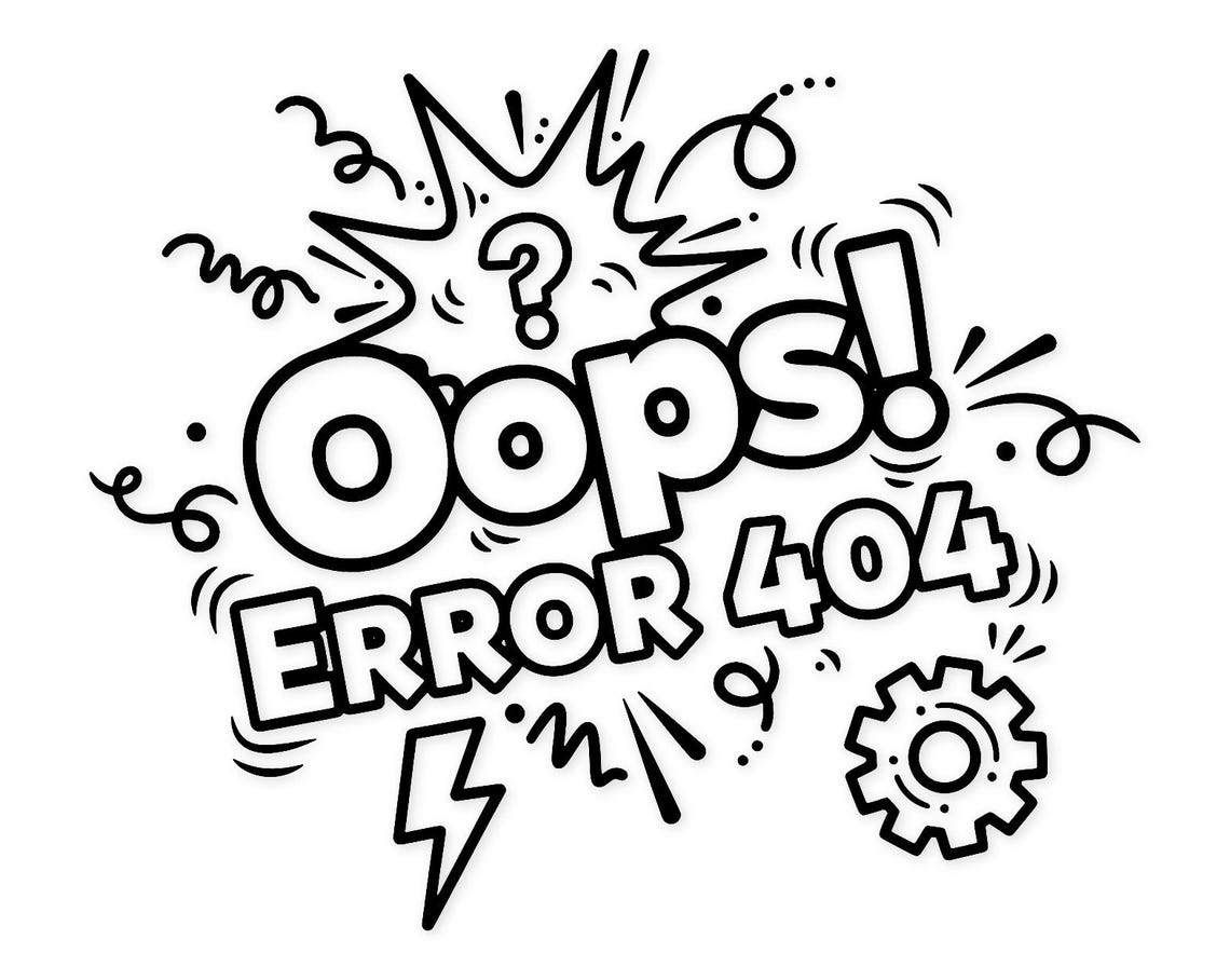Error 404 Typography Svg Png: Fun & Playful Cut File for T-shirts - Etsy