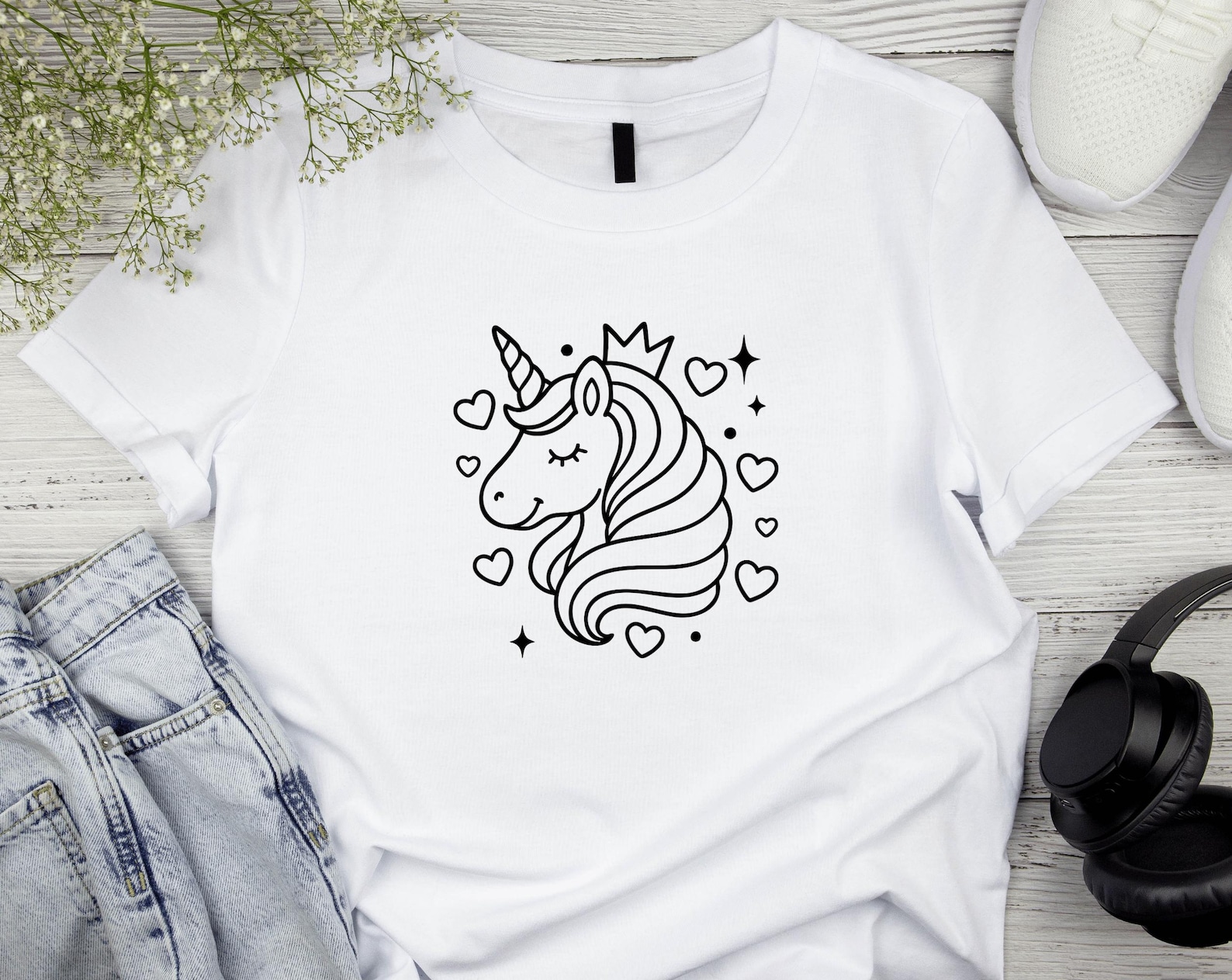 Unicorn Outline SVG PNG, Simple Unicorn Head Clipart, Minimalist ...