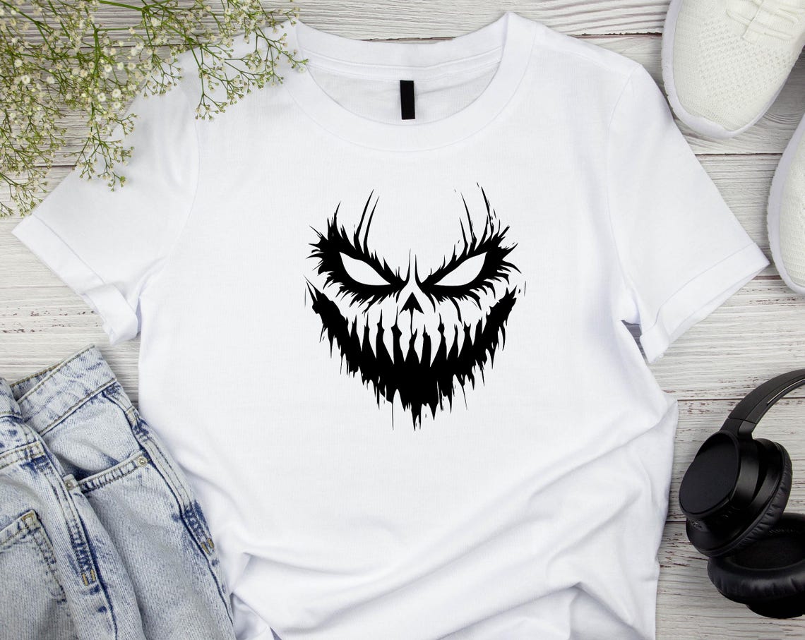 Halloween Svg, Spooky Halloween Face SVG, Eerie Halloween Silhouette ...