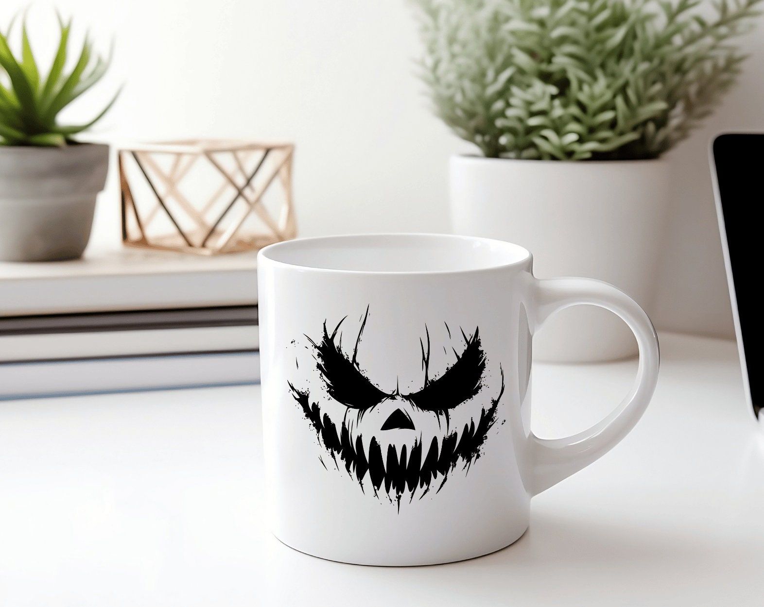 Scary Face Halloween SVG | Spooky Face Cut File | Creepy Pumpkin Face ...