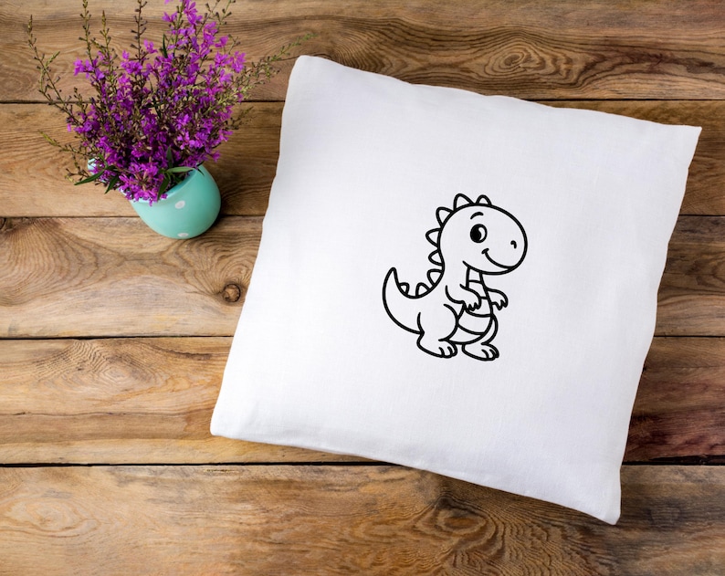 Cute Dinosaur SVG PNG | Baby Dino Line Art Clipart | Cartoon Dinosaur ...