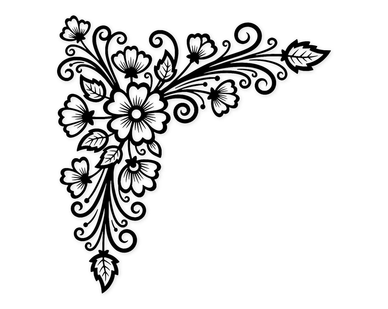 Floral Corner Accent Svg Png: Bold Clean Outlines for Crafting - Etsy