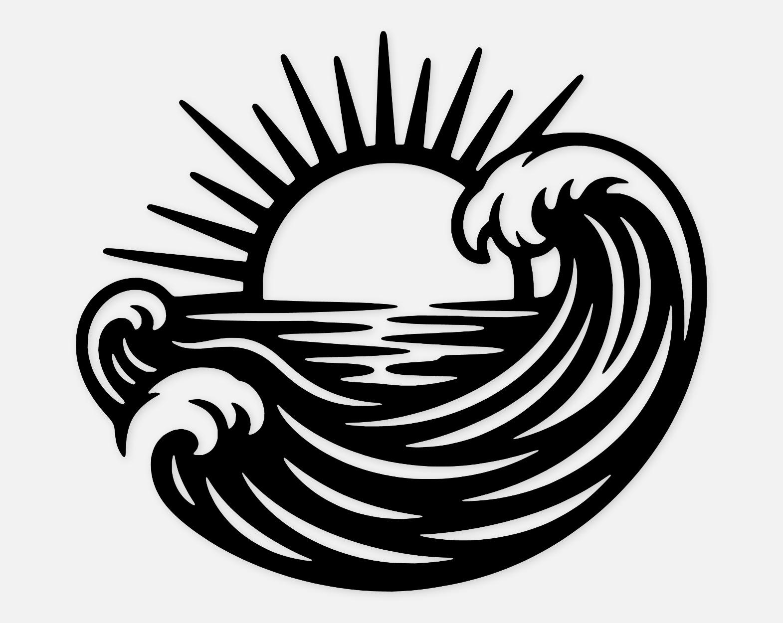 Waves and Sun Svg Png: High Contrast Design for Beach Decor - Etsy