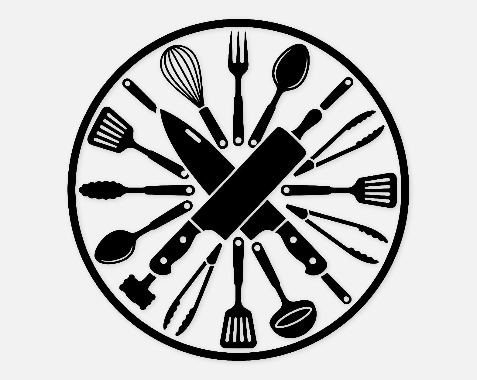 Kitchen Utensils Emblem Svg Png: Bold Design for Home Decor - Etsy