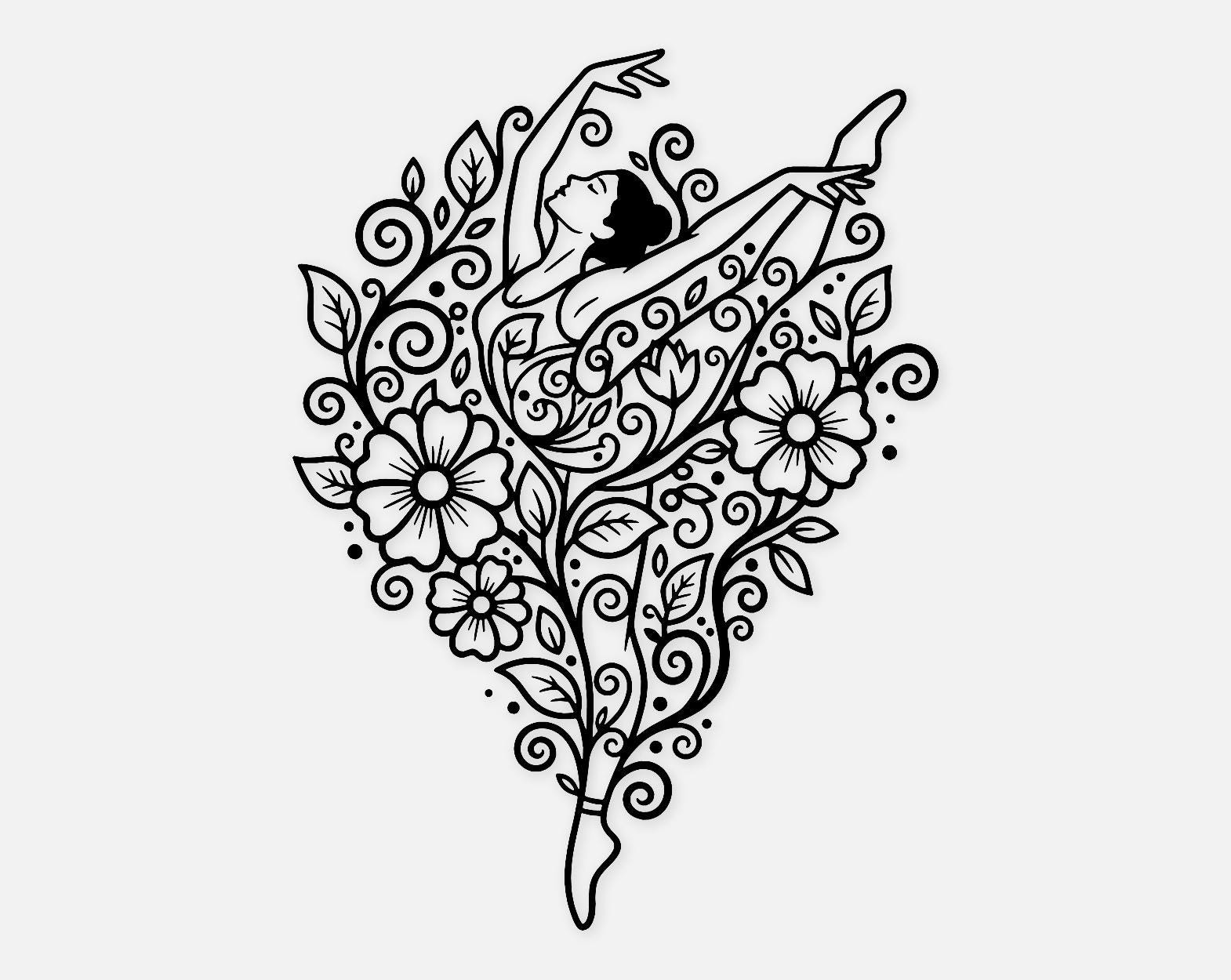 Dancer With Flowers Svg Png: Floral Cut File for Wall Art - Etsy