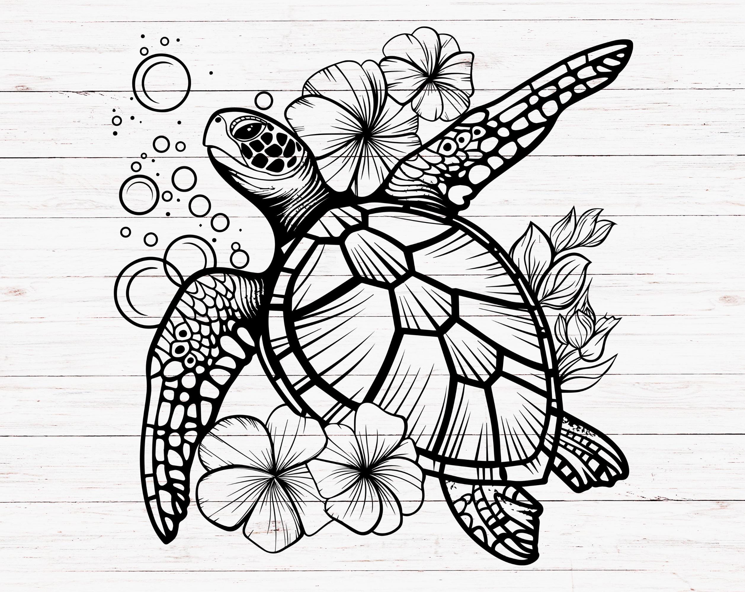 Turtle Svg, Turtle Png, Turtle Outline Svg, Sea Turtle Svg, Cricut Sea ...