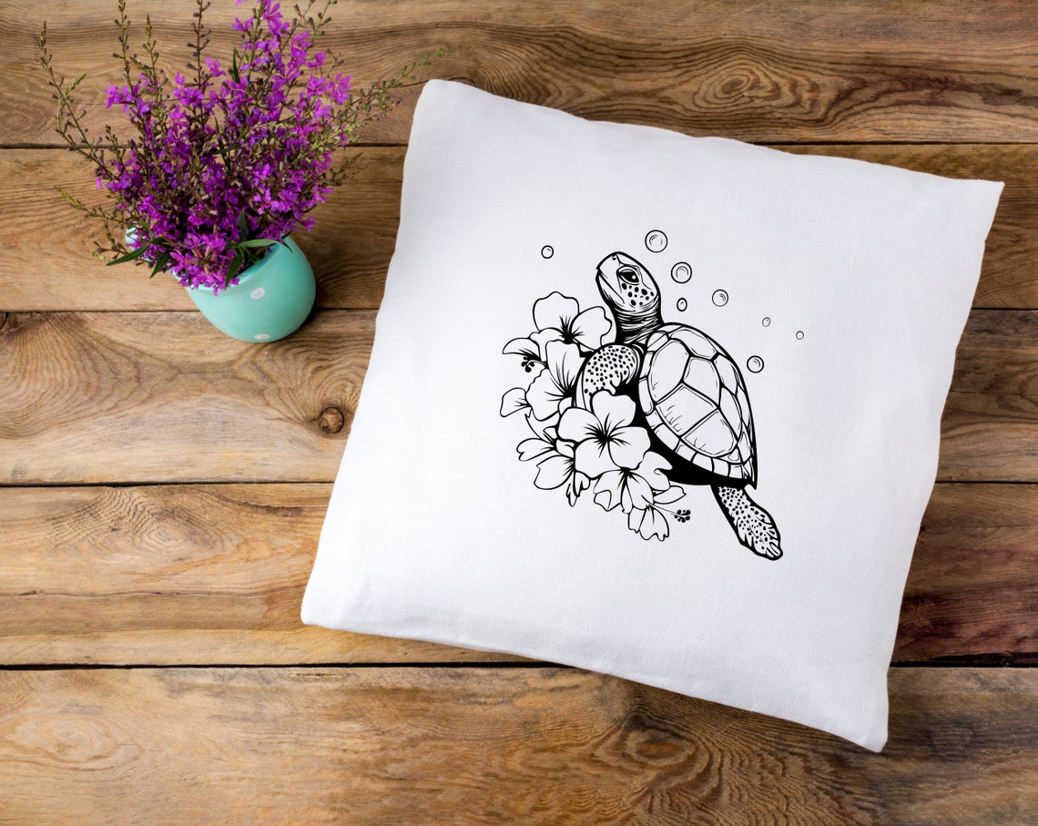 Sea Turtle SVG & PNG - Elegant Line Art for Crafting, T-shirts, and ...