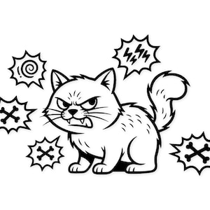 Cursing Cat Svg Png: Whimsical Design for Fun Projects - Etsy