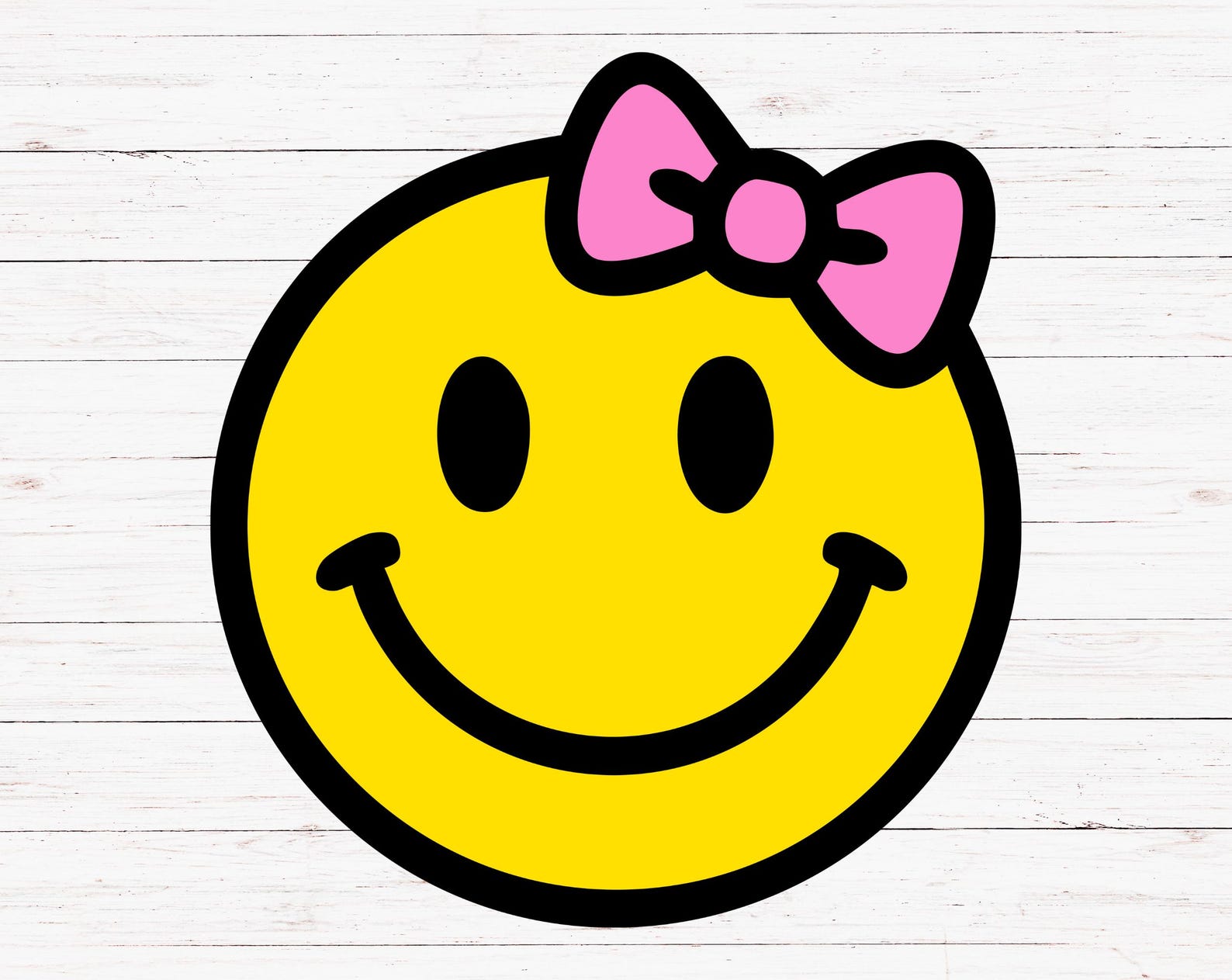 Layered Smiley Face With Bow SVG PNG, Cute Girl Emoji Cricut File ...