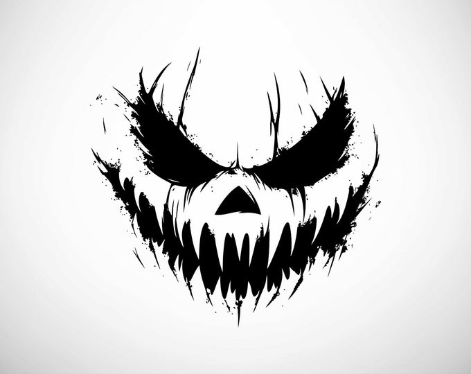 Scary Face Halloween SVG | Spooky Face Cut File | Creepy Pumpkin Face ...
