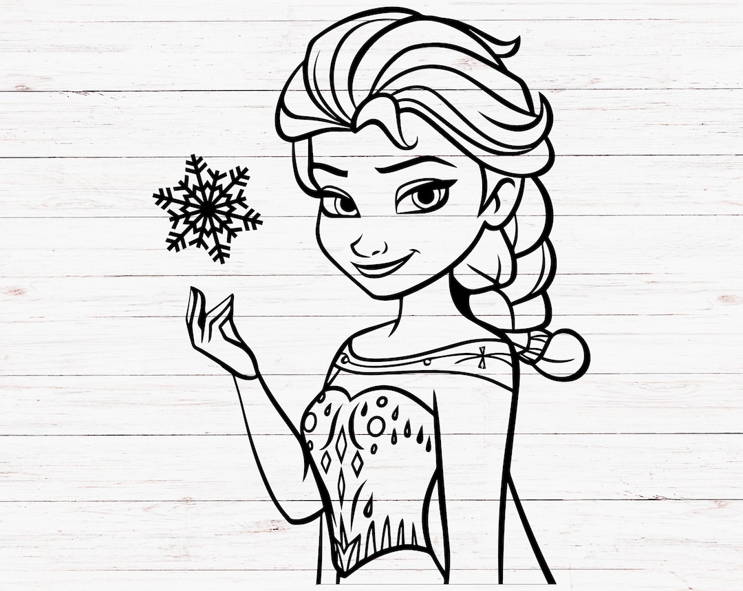 Elsa Outline Svg, Layered Elsa Outline Svg, Princess Svg, Elsa Svg ...