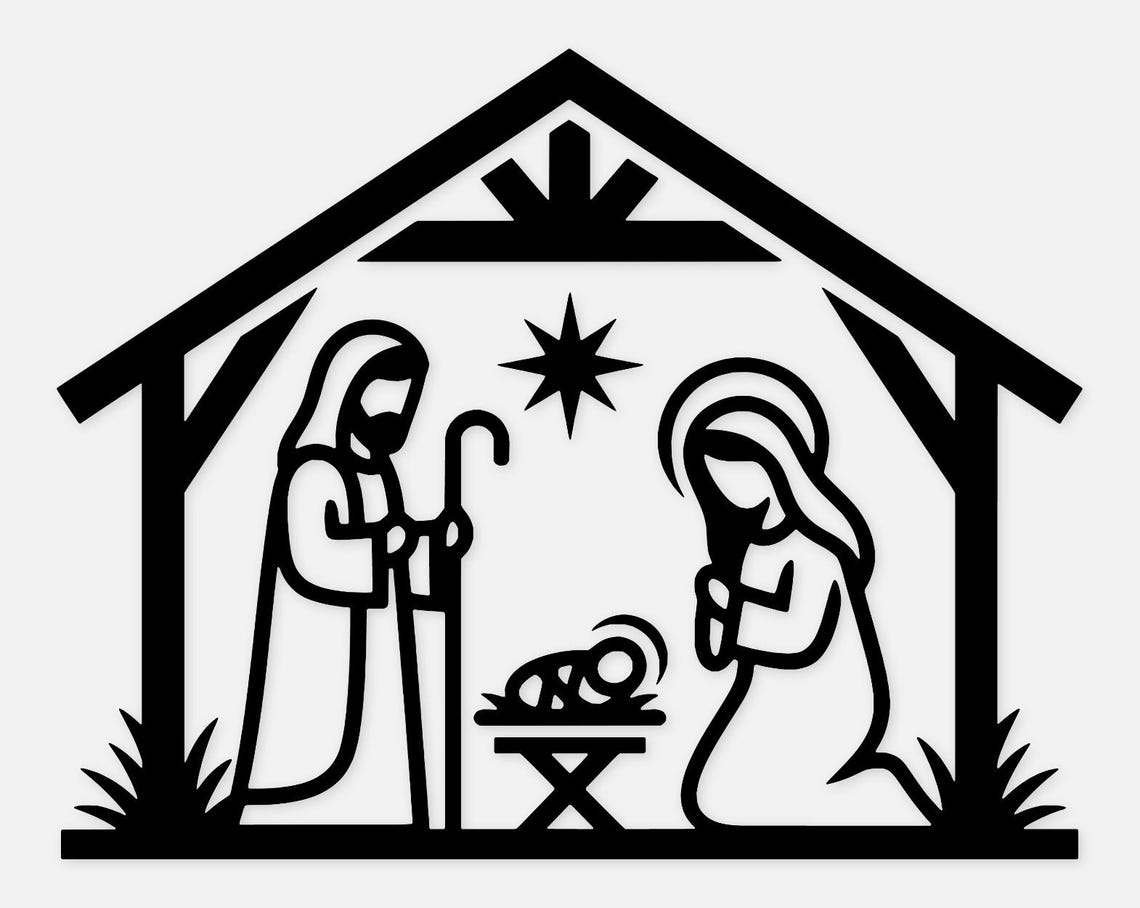 Nativity Scene Svg Png: Minimalist Cut File for Christmas Decor - Etsy