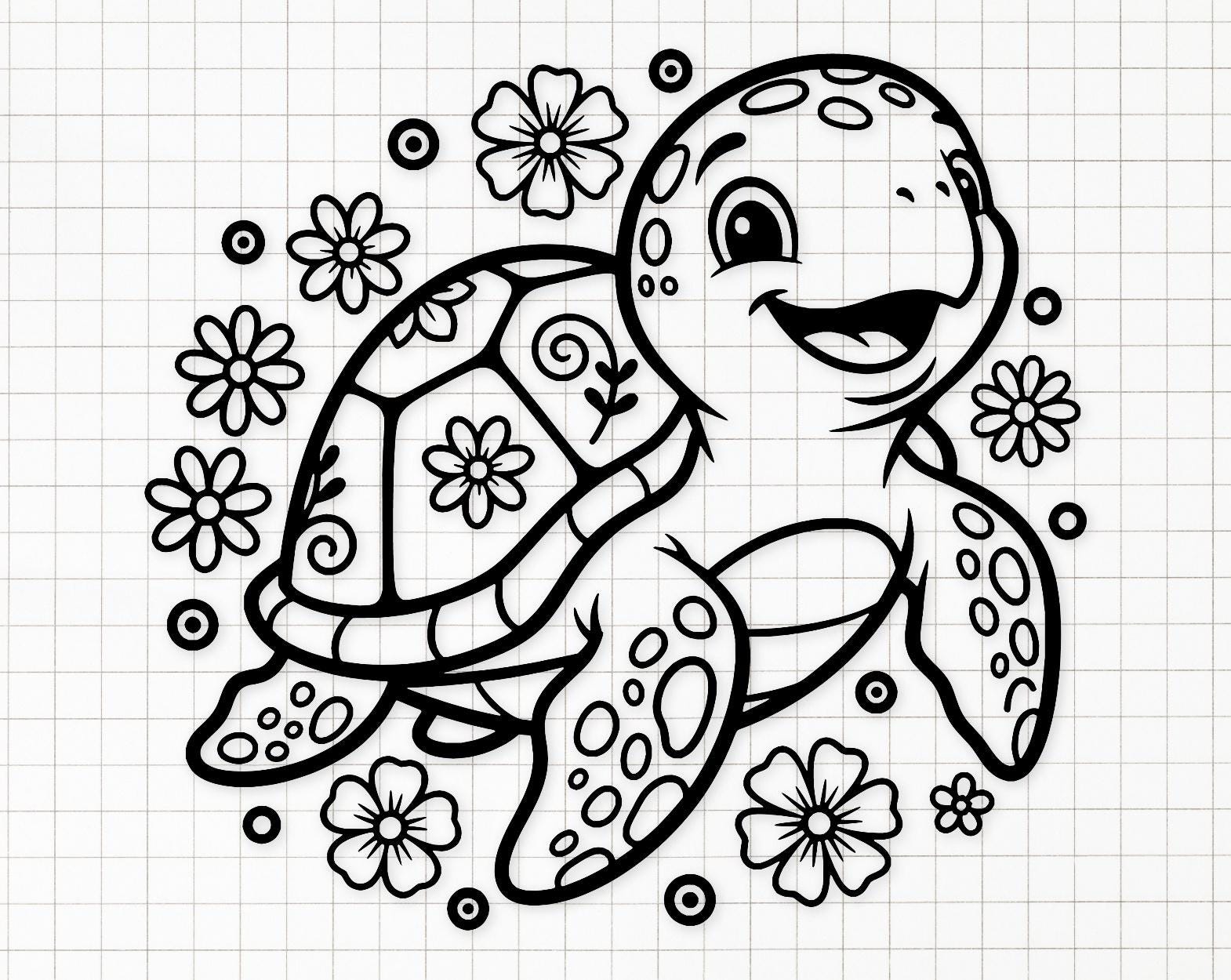 Joyful Turtle Svg: Cute Design for Kids' Crafts - Etsy