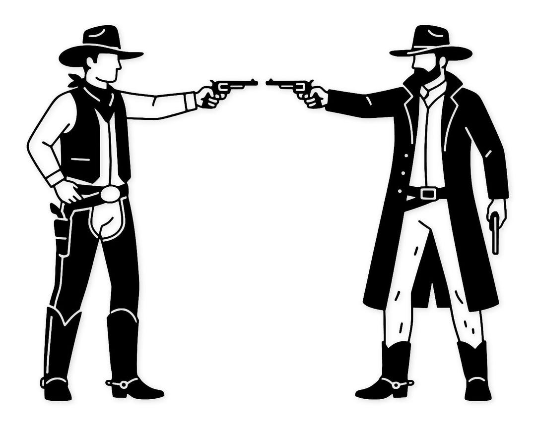 Western Showdown Svg Png: Minimalist Cut File for Crafts - Etsy