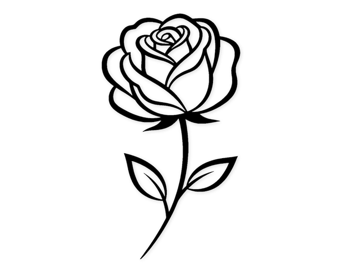 Elegant Rose Outline Svg Png: Clean Minimalist Design for Crafts - Etsy